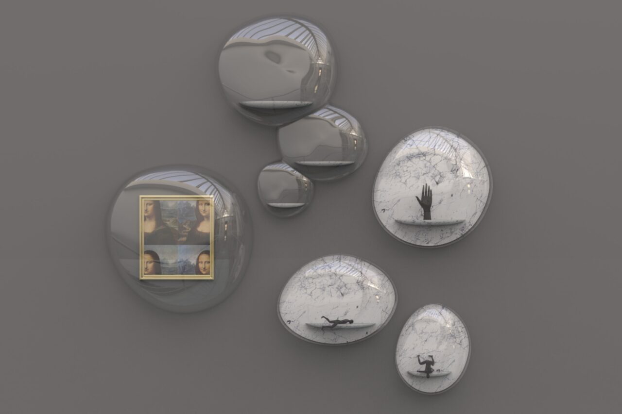 Bulle wall display case - blown glass - Vidame Studio